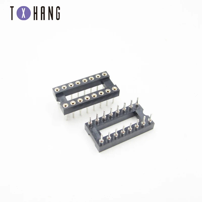 10PCS-16Pin-DIP-SIP-Round-IC-Sockets-Adaptor-Solder-Type-Gold-Plated ...