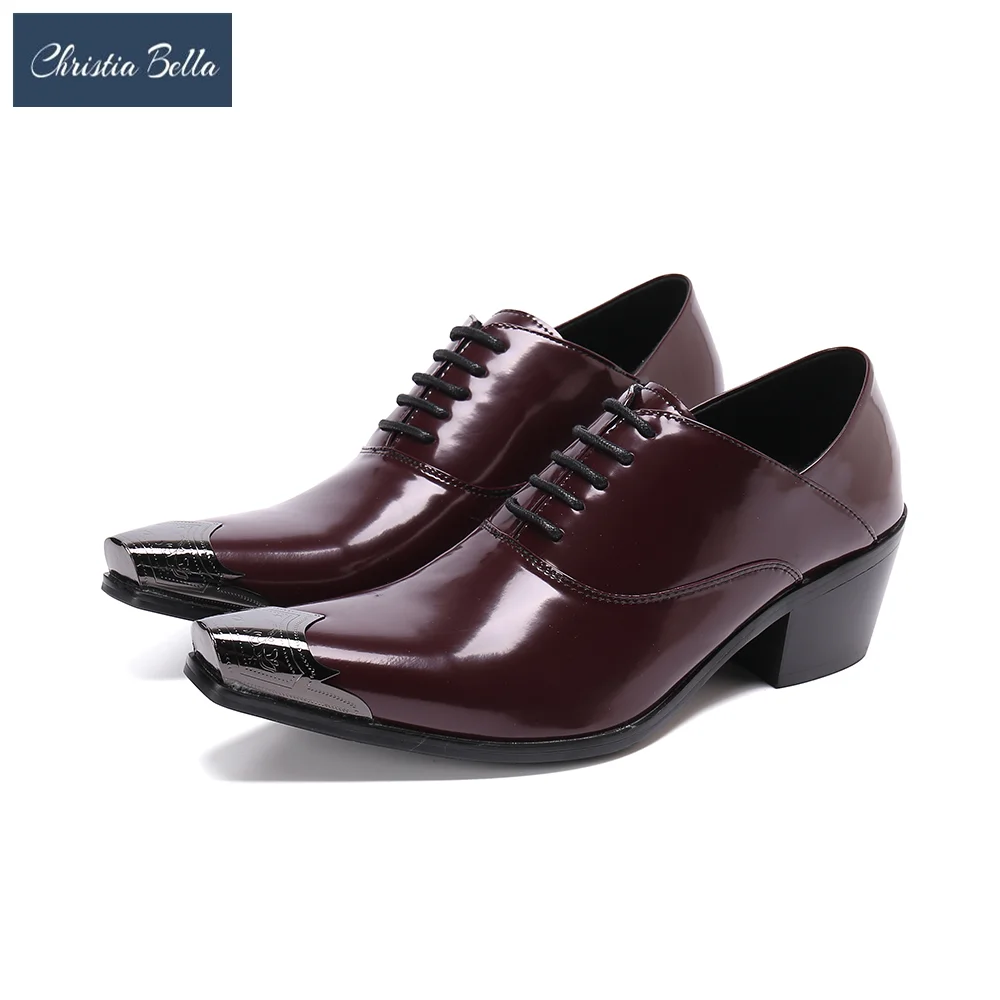 Classic-Red-Square-Toe-Mid-Heel-Men-Oxfords-Shoes-Business-Man-Real ...