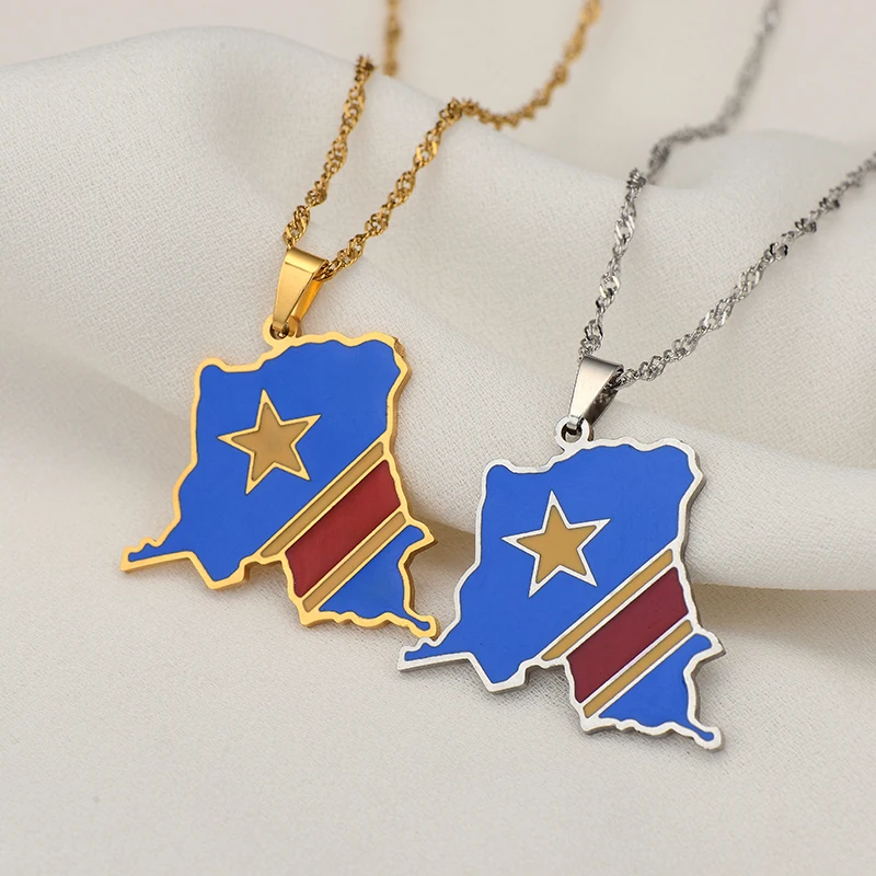 Democratic-Republic-of-the-Congo-Map-Colored-Flag-Pendant-Gold-Silver ...
