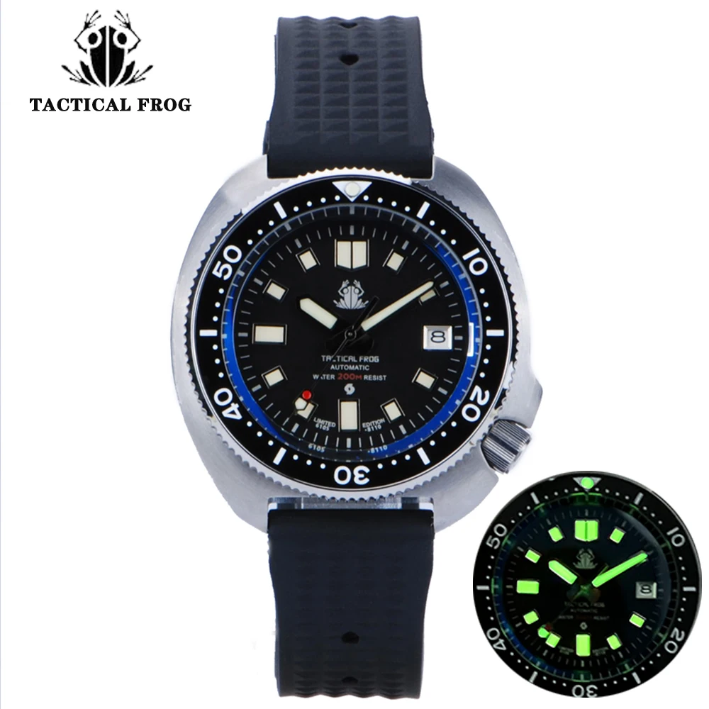 Tactical Frog Abalone Diver Watch for Men Black Dial NH35 Automatic ...