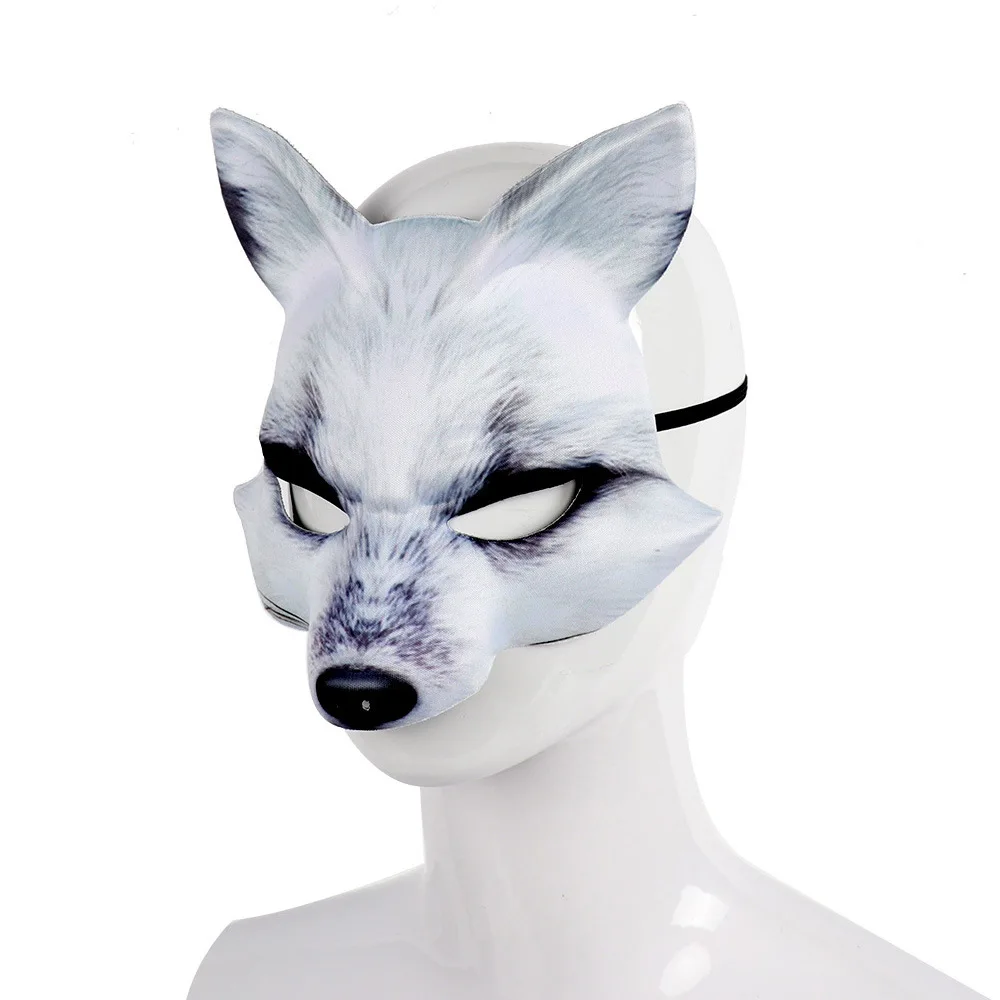 Halloween Animal Realistic Adult Fox Half Face Mask Unique Party ...