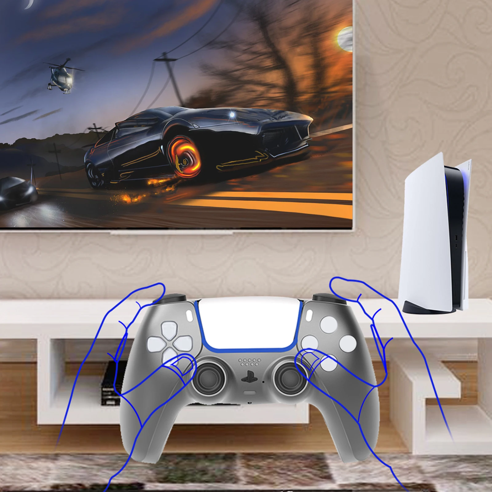 Light Grey DIY Hard Cover Shell Replacement For PS5 Handle Gamepad Dual ...