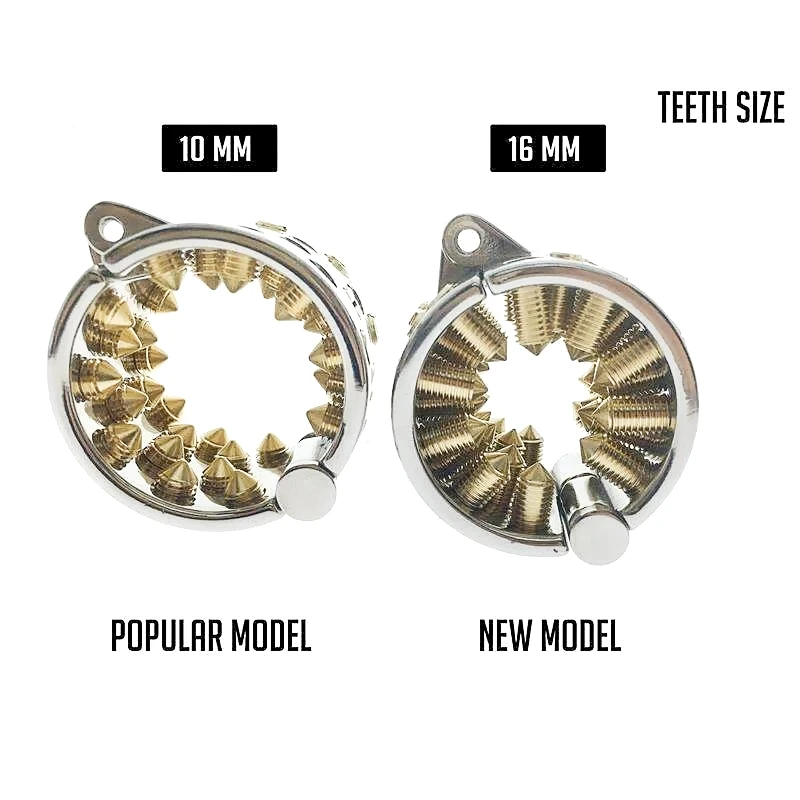 Spike Ring Kali's Teeth 4 Rows Gold Ring Scrotum Pendant Male Chastity ...