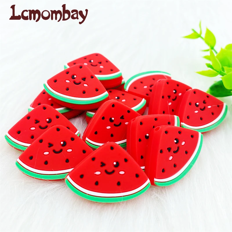 10PCS BPA Free Mini Watermelon Silicone Beads Baby Teether Neckace DIY ...