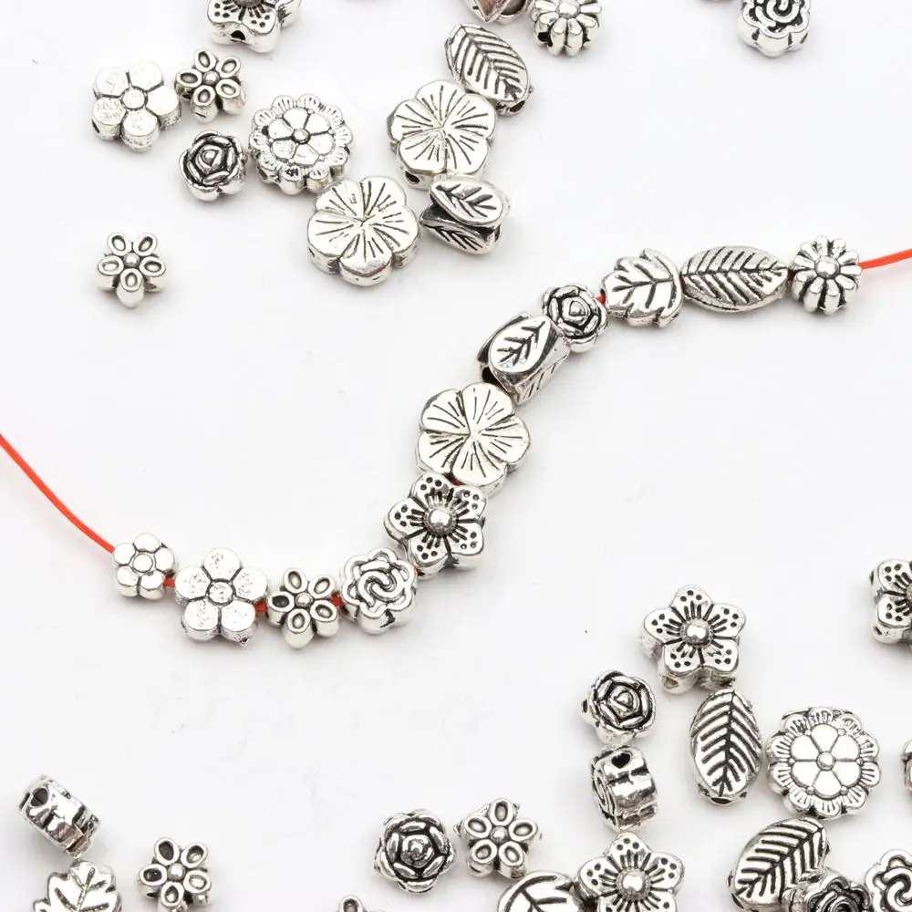 Flower Loose Spacer Metal Beads | Leaf Accessory Bead Making - 50piece ...