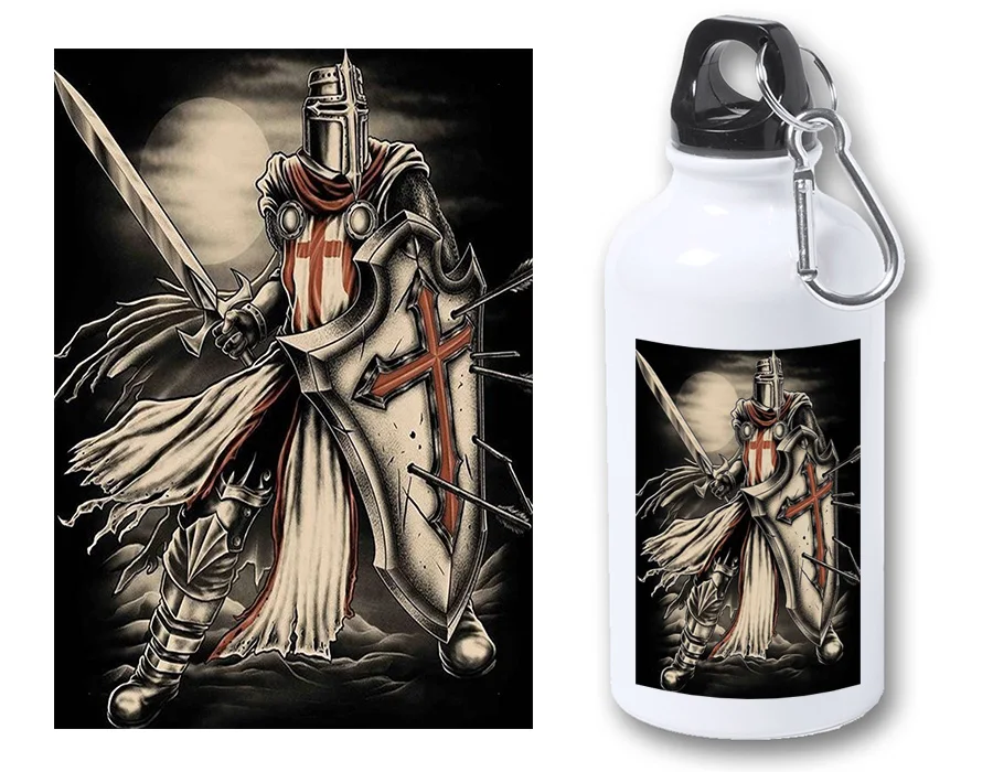 MERCHANDMANIA-BIDON-METALICO-400ML-Knight-MEDIEVAL-Templar-bottle-metal ...