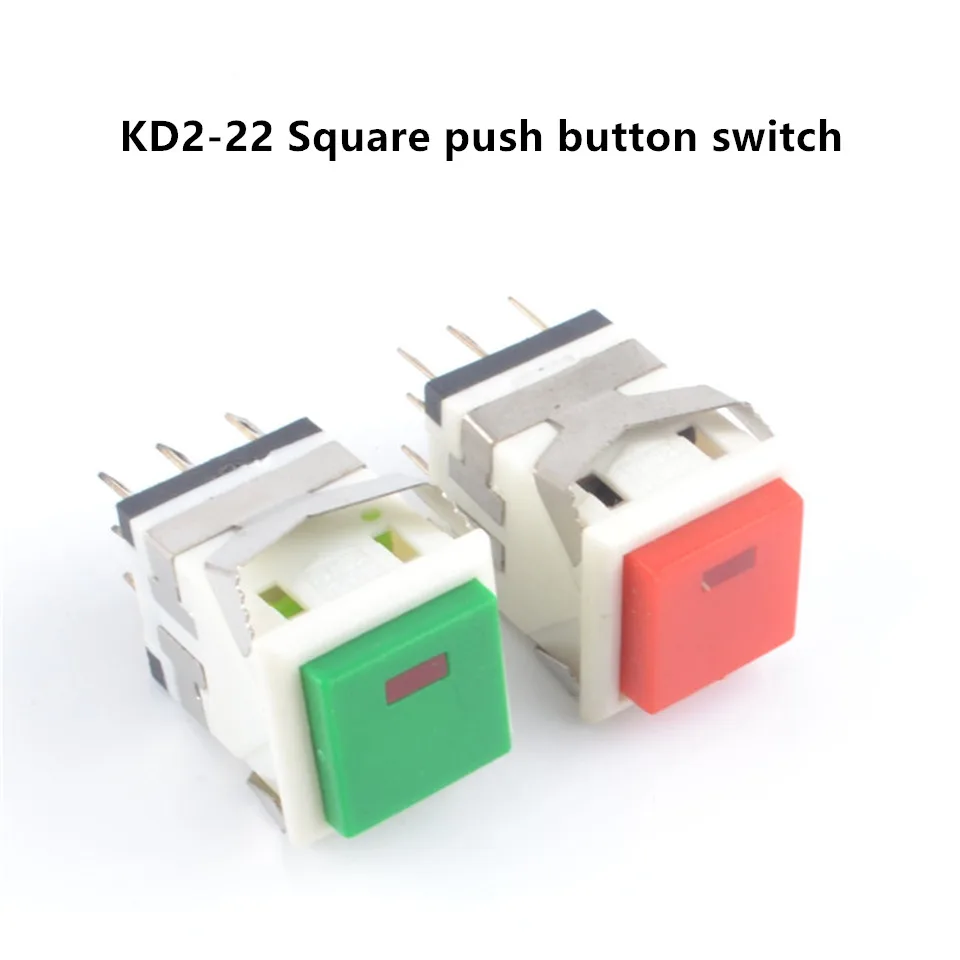 KD2 22 Momentary ON (ON) square LED illuminated small square push button switch| | - AliExpress