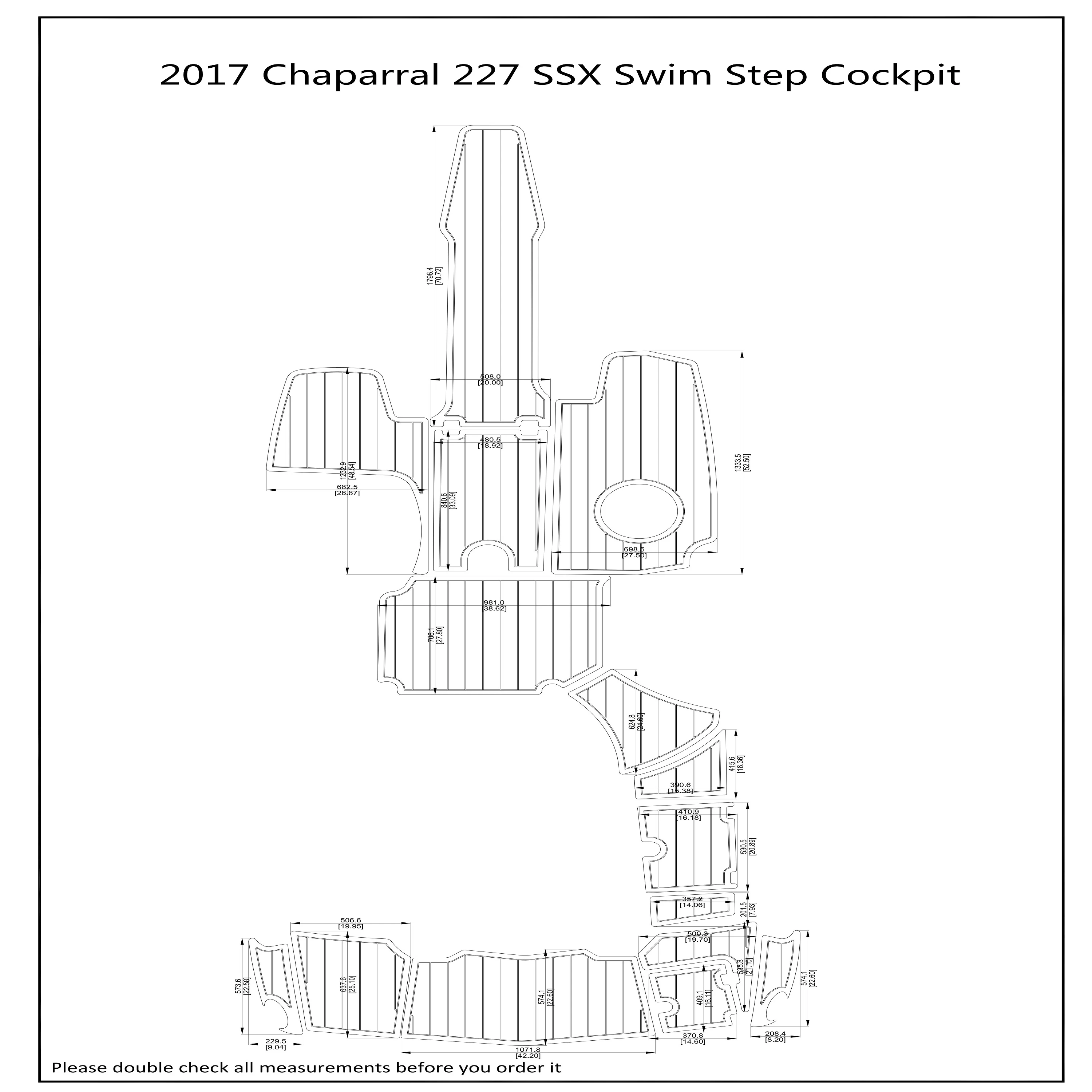 2017 Chaparral 227 SSX Swim Step Cockpit Boat EVA Faux Foam Teak Deck ...