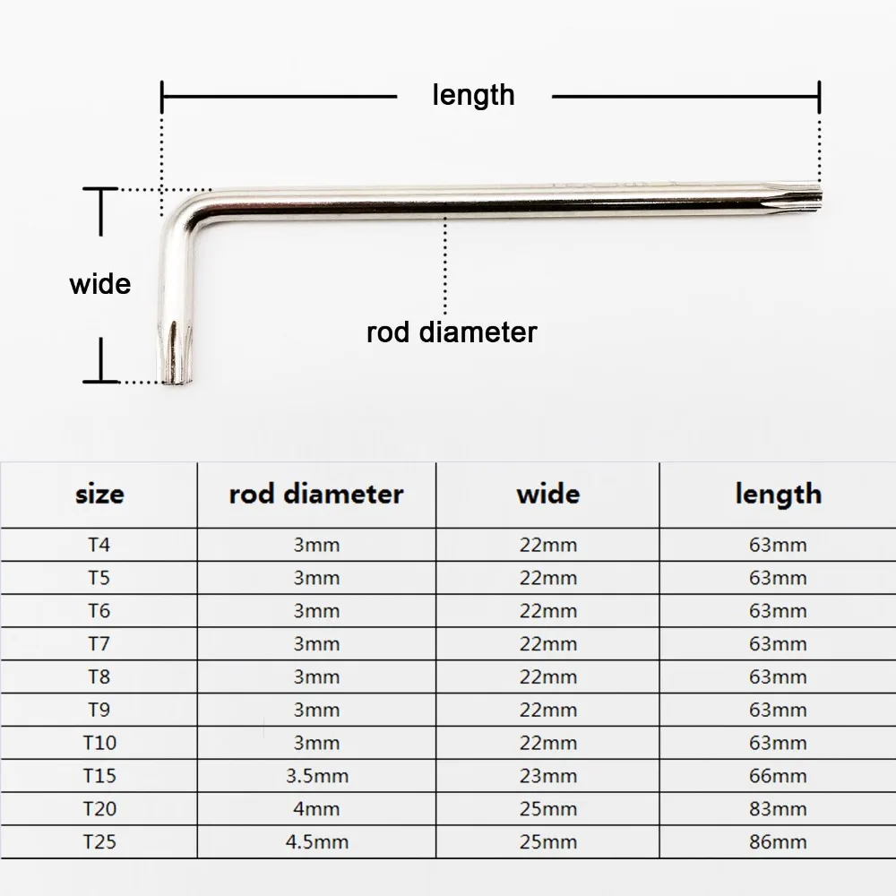 5pc Steel T4 T5 T6 T7 T8 T9 T10 T15 T20 T25 Screwdriver Screw Driver ...