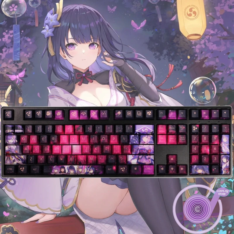 Genshin Impact Raiden Shogun Baal Theme Key Caps Pbt Sublimation Keycap Mechanical Keyboard Cap ...