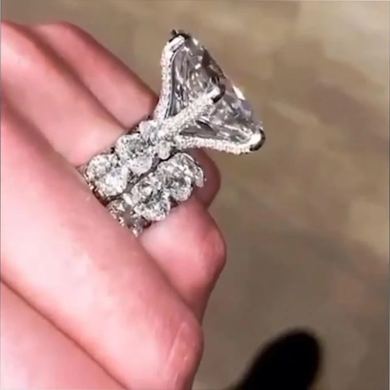 Luxury Oval Cut 8ct Aaaaa Cz Ring Sets 925 Sterling Silver Engagement ...