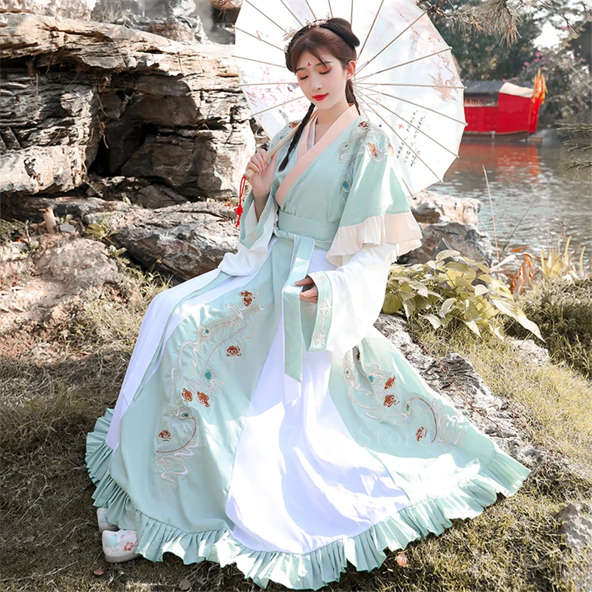 Fairy Ancient Chinese Costume Hanfu Dress Meter Pendulum Women Embroidery Retro Ming Dynasty ...