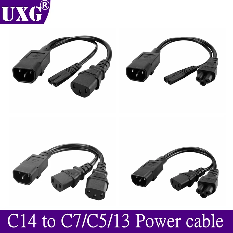 IEC320 C14 C8 To 2X C7 C5 C13 Y Split AC Power Cord, IEC Figure 8 Male ...