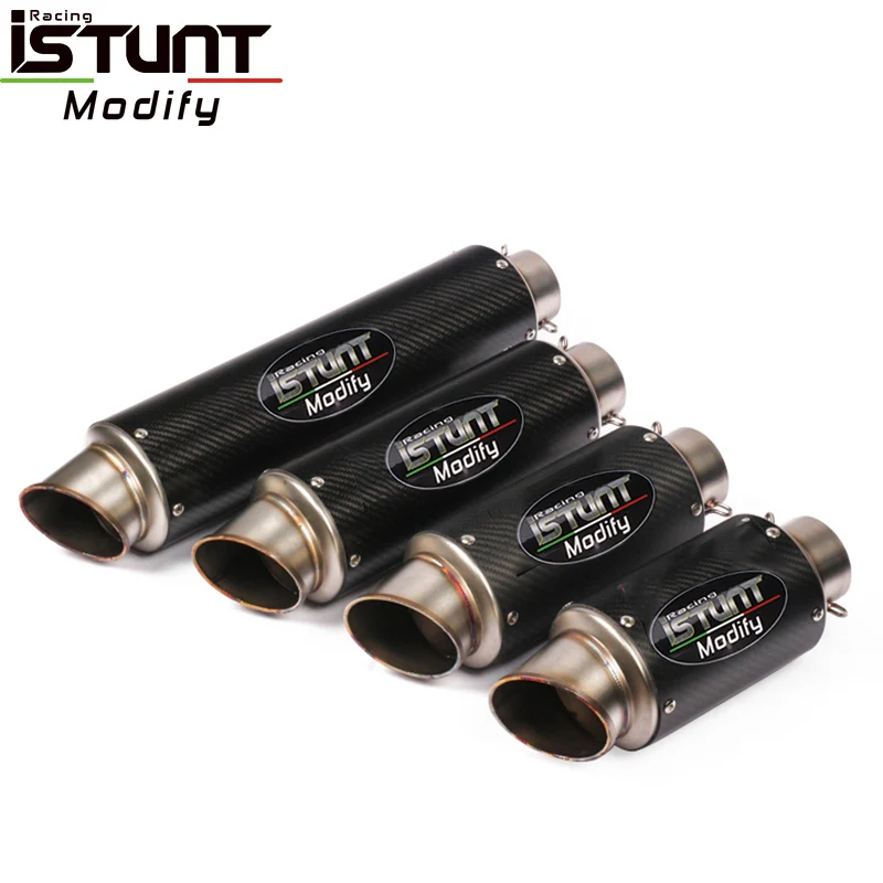 ISTUNT 60mm Universal Motorcycle Exhaust Escape Modified Slip-on Carbon ...