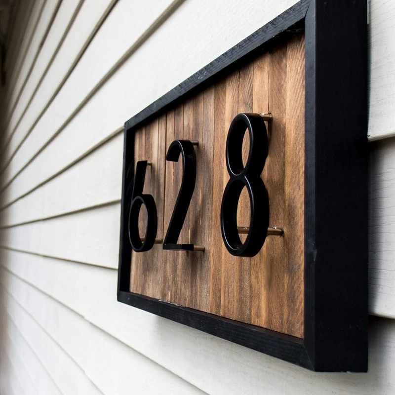 Metal Exterior House Numbers Plate | Black Metal Outdoor House Number ...