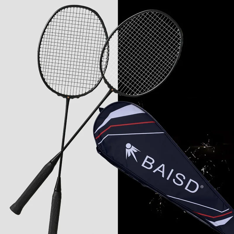 New Powerful Woven Badminton Racket Full Carbon 4u Professional Training Racket With Bags -40 ...