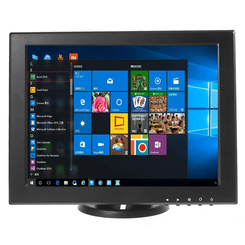 12 Inch Mini PC Display Monitor 1024x768 HD VGA Resistive Touch Screen ...