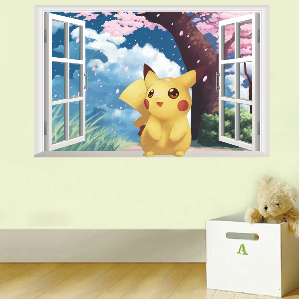 Pokemon Go Kawaii Pikachu Character Under The Cherry Tree 3D Window ...