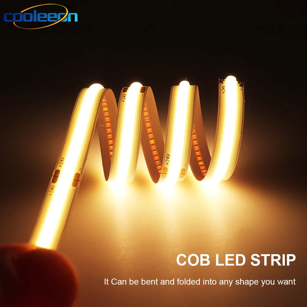 528-LEDs-Flexible-COB-Strip-LED-Ribbon-Light-Bar-10mm-Width-DC-12V-24V ...