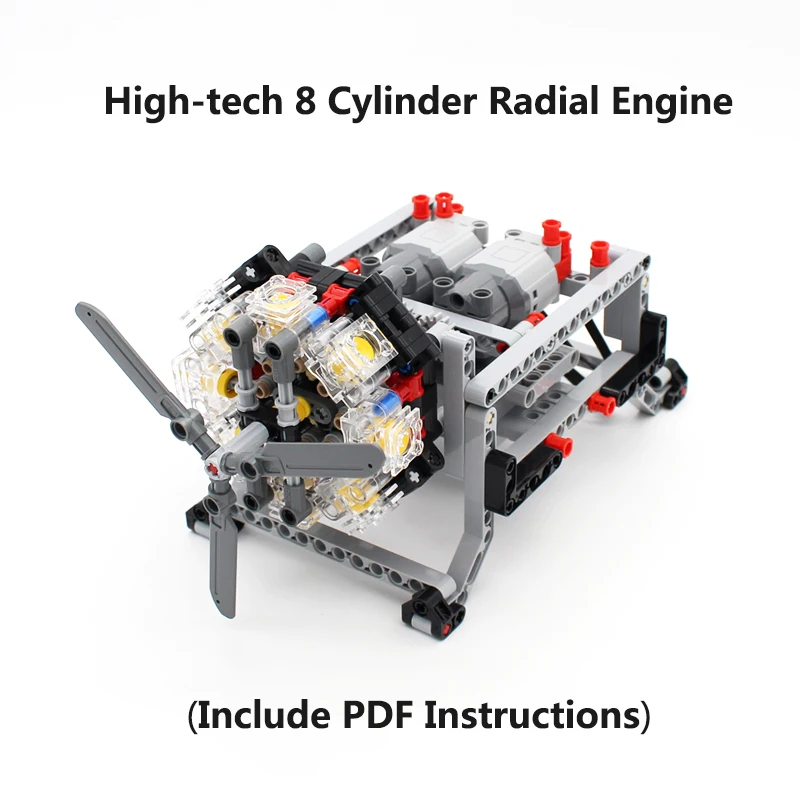 MOC High-tech 8 Cylinder Radial Engine with Small Rotor Blade Model ...