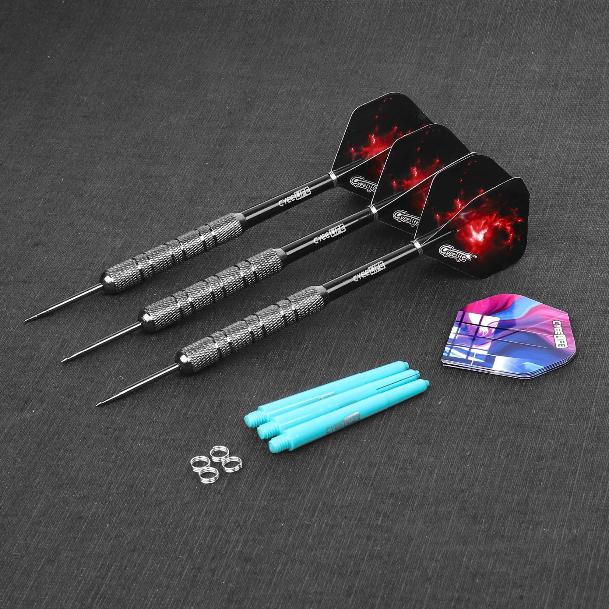 CyeeLife Steel Tip Darts 20/22/30g With Metal Spring O Rings+6 PVC ...