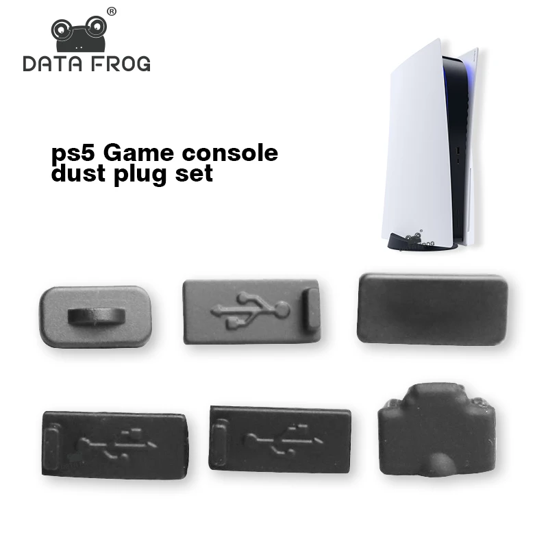 DATA-FROG-6PCS-Black-Silicone-Dust-Plugs-Set-for-PS5-Game-Console-USB ...