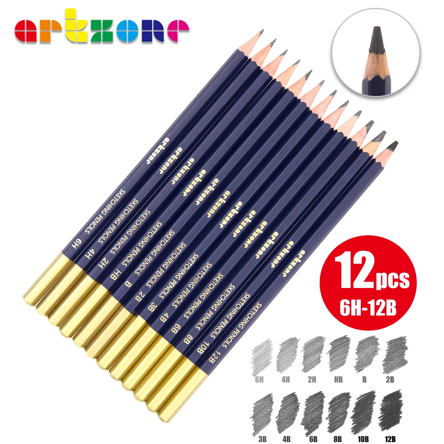 CRAYON GRAPHITE,--ensemble de crayons de dessin professionnels en Graphite 6H 12B, ensemble de ...