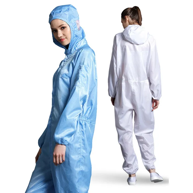 Unisex Protective One-piece Coveralls Clean Clothes Hood Dust-proof ...