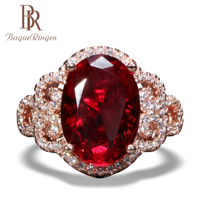 Bague-Ringen-Classic-Rings-For-Women-With-Oval-Shape-Red-Gemstones-Rose ...