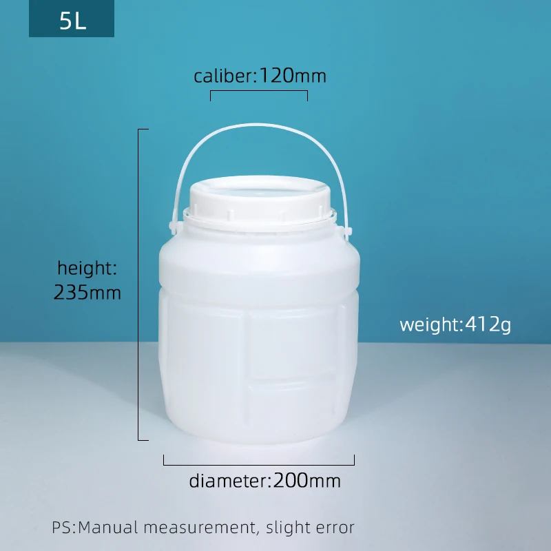 5 liter Round plastic bucket with Lid Empty home storage container for ...