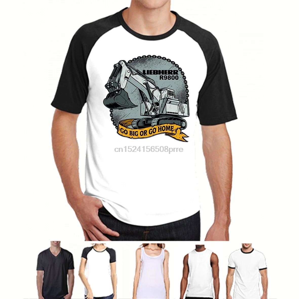 Funny Men t shirt white t shirt tshirts Black tee New Liebherr R9800 T ...