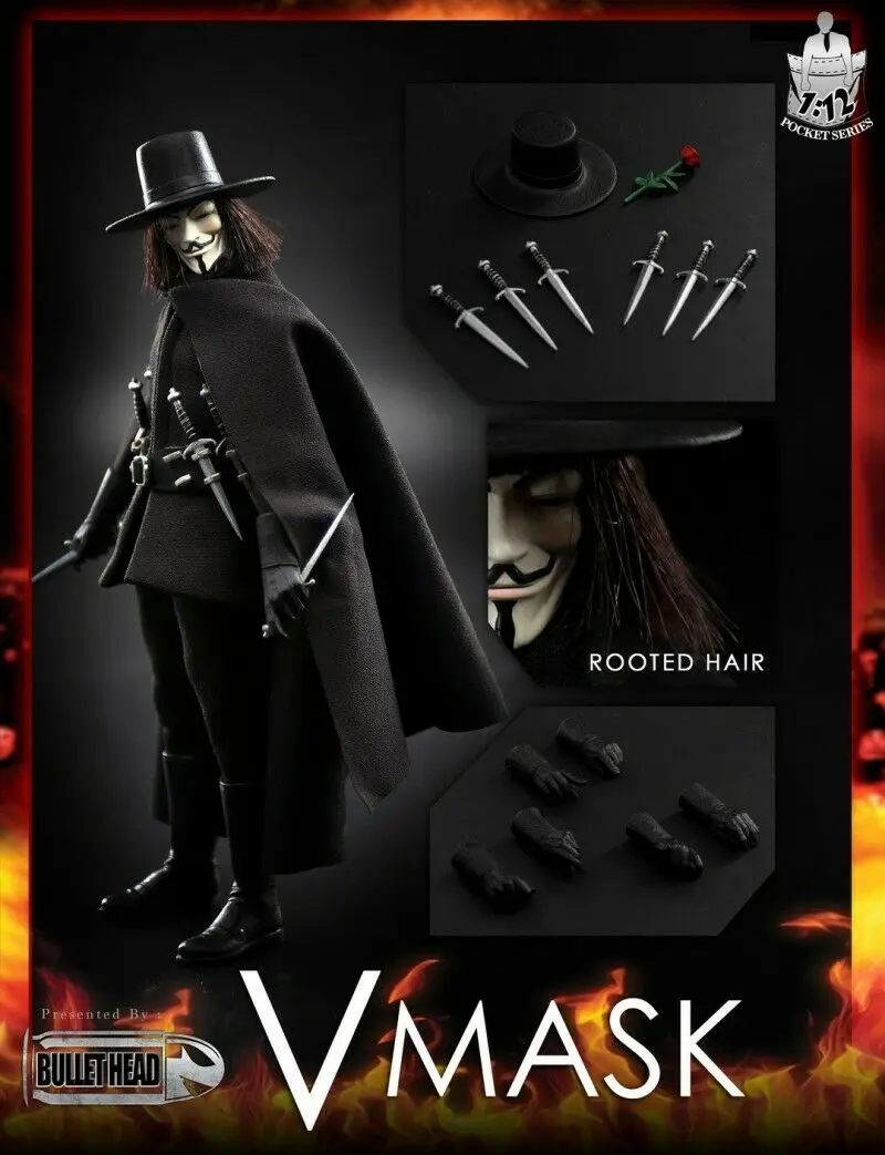 Bullet Head BH004 1/12 Scale Full Set VMASK V Vendetta Male Action ...