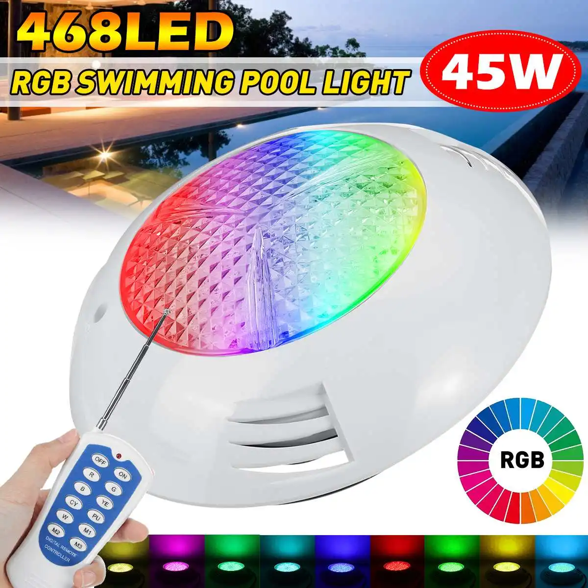48W-468LED-IP68-Underwater-Swimming-Pool-Lights-RGB-Color-Changing-12V ...