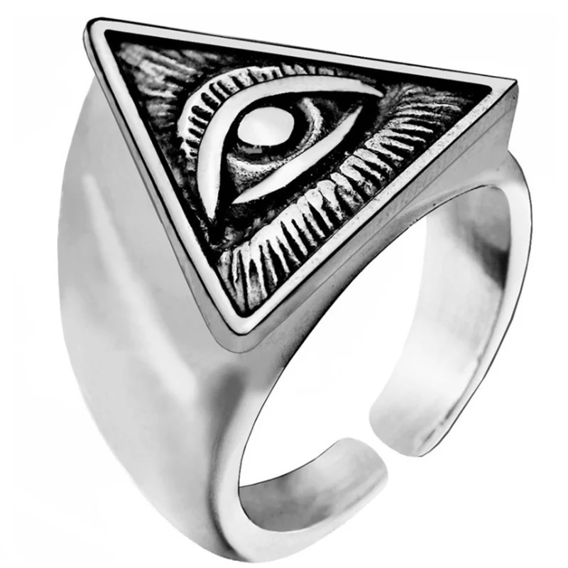Yungqi Vintage Egypt Pyramid All Seeing Eye Illuminati Ring Punk ...