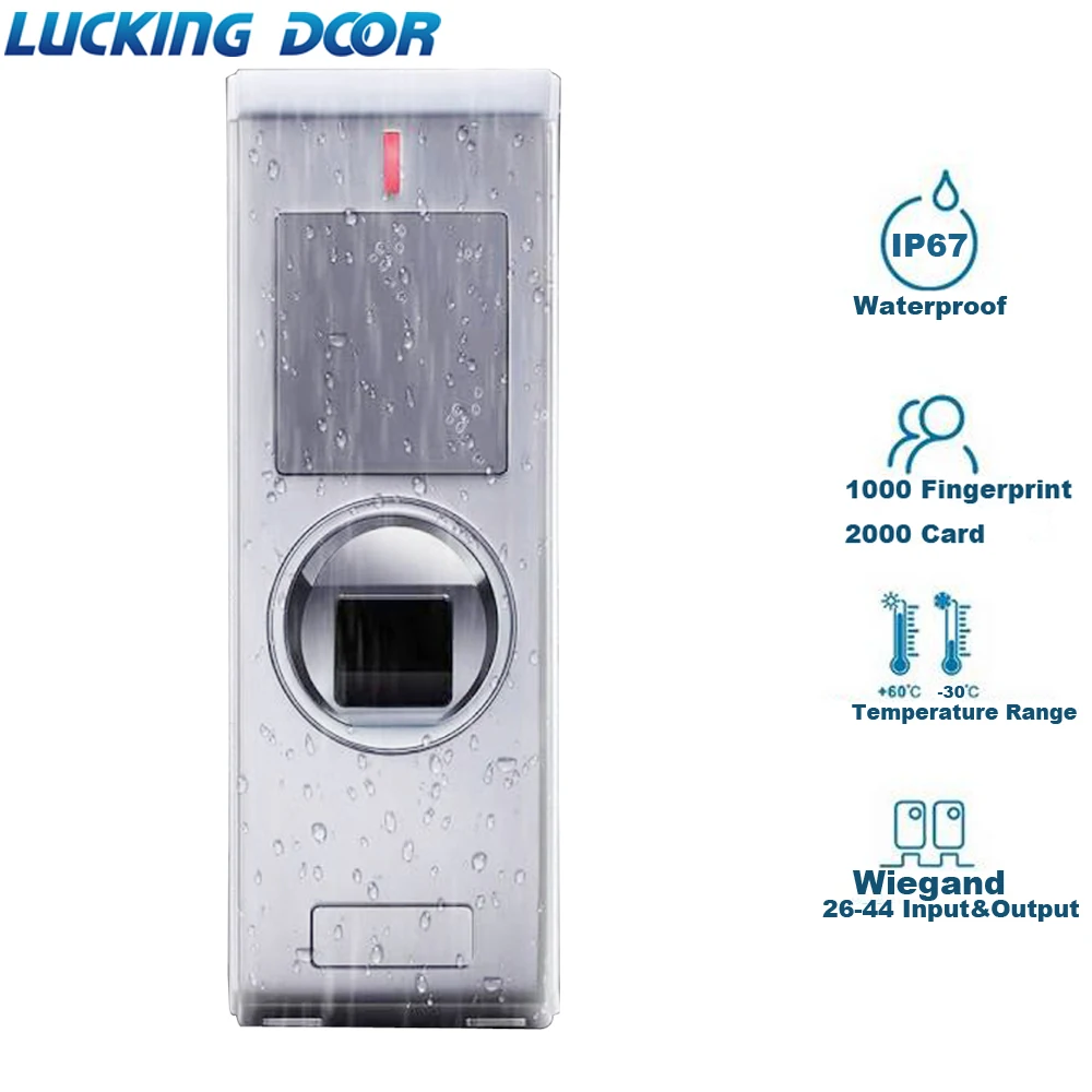 Waterproof IP67 2000 Users Metal Biometric Fingerprint Access Control ...