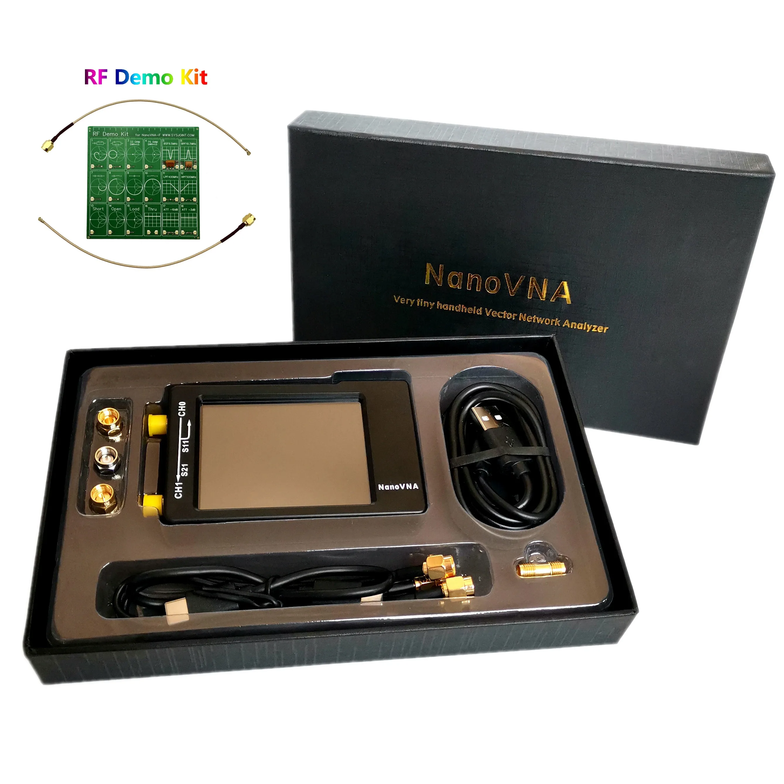 RF Demo Kit RF placa de Teste + NanoVNA H 50K ~ 1.5GHz VNA HF VHF UHF ...