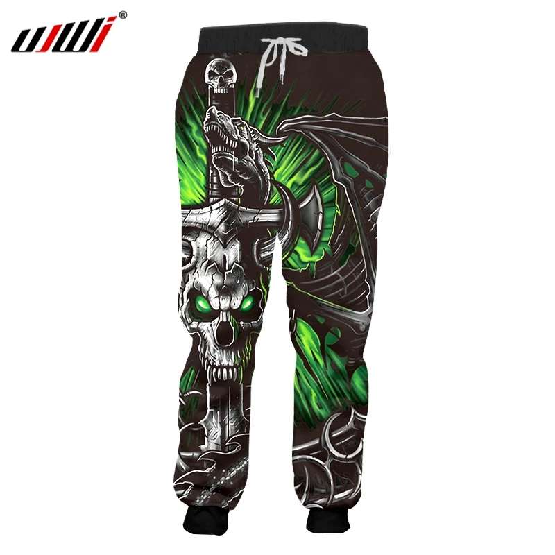 Ujwi Dropship Sweatpants Men Cool Print Green Skull Horn 3d Jogger ...