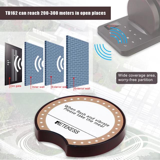 Retekess TD162 Restaurant Pager Wireless Calling Paging System With 10 ...