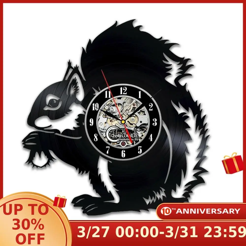 1Piece Forest Animal Squirrel Vinyl Wall Clock Child Bedroom Nursery ...