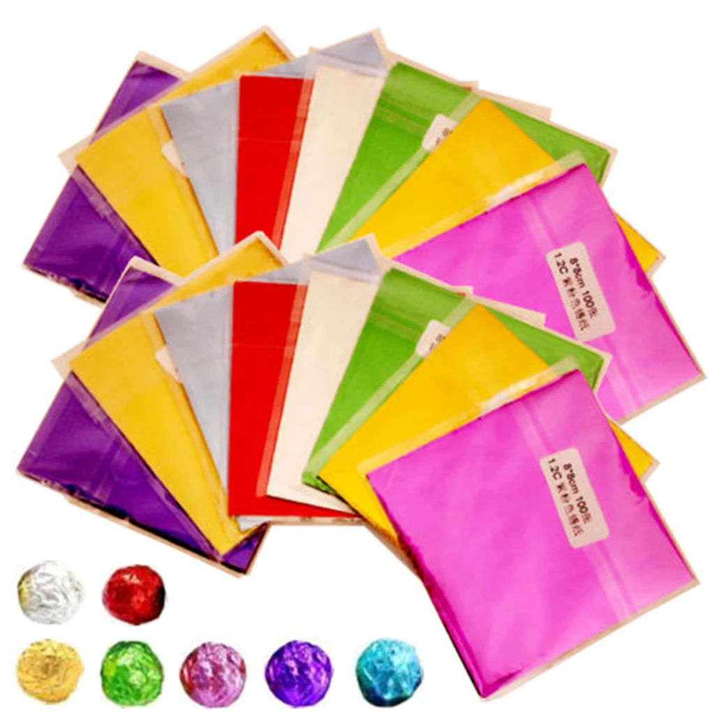 100pcs Square Aluminum Foil Wrappers Colorful Package for Sweets Candy ...