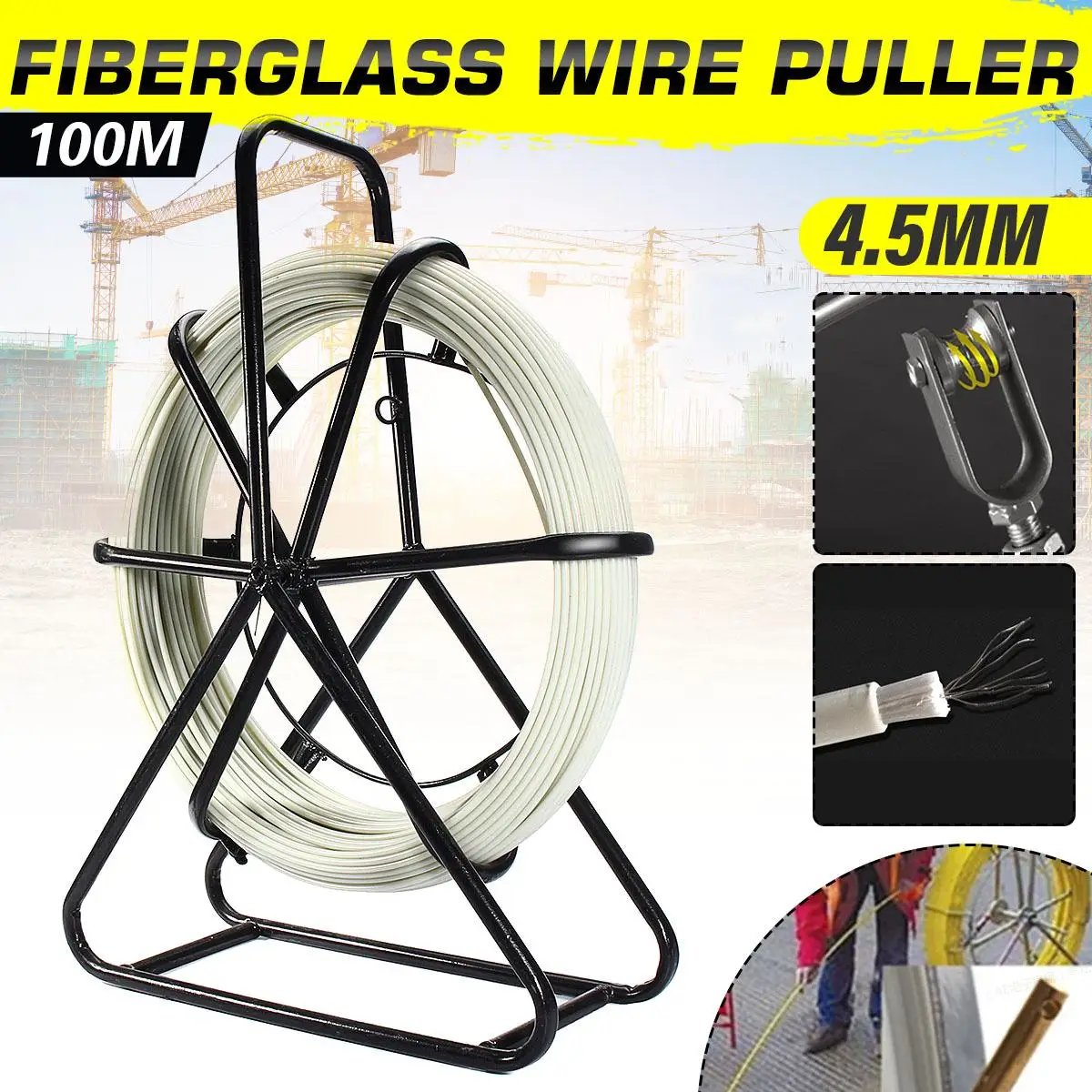 Fiberglass Wire Cable Running Rod Snakes Fish Tape Rodder Flexible Lead ...