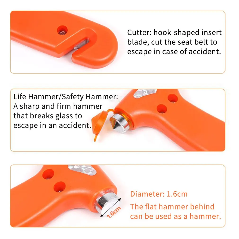 2 in 1 Safety Hammer Life-saving Hammer Escape Hammer Car Window Broken ...