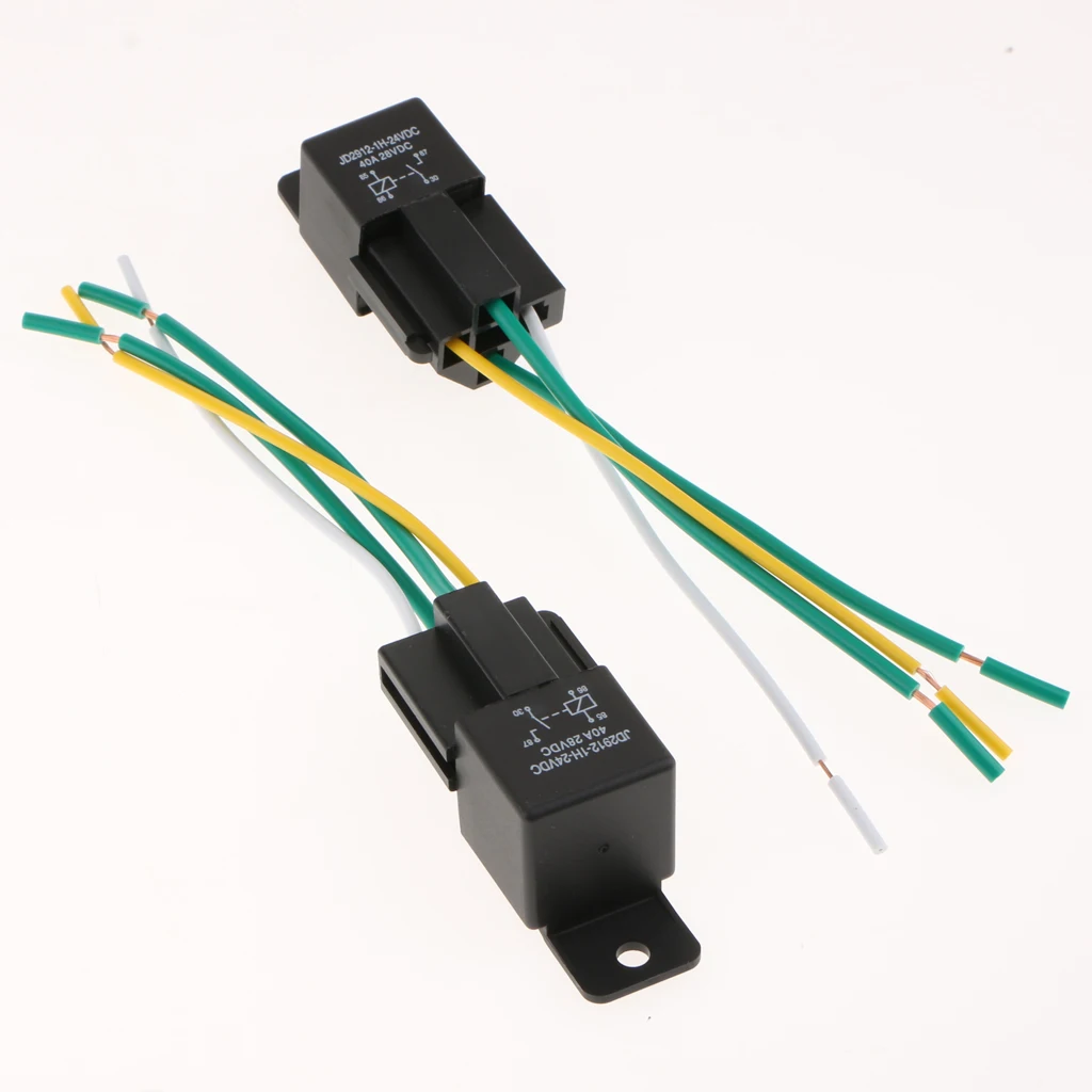 5X 40A 24V Iron Strap Socket SPST Relay & Socket Harness 4 Pin 4 Wire ...