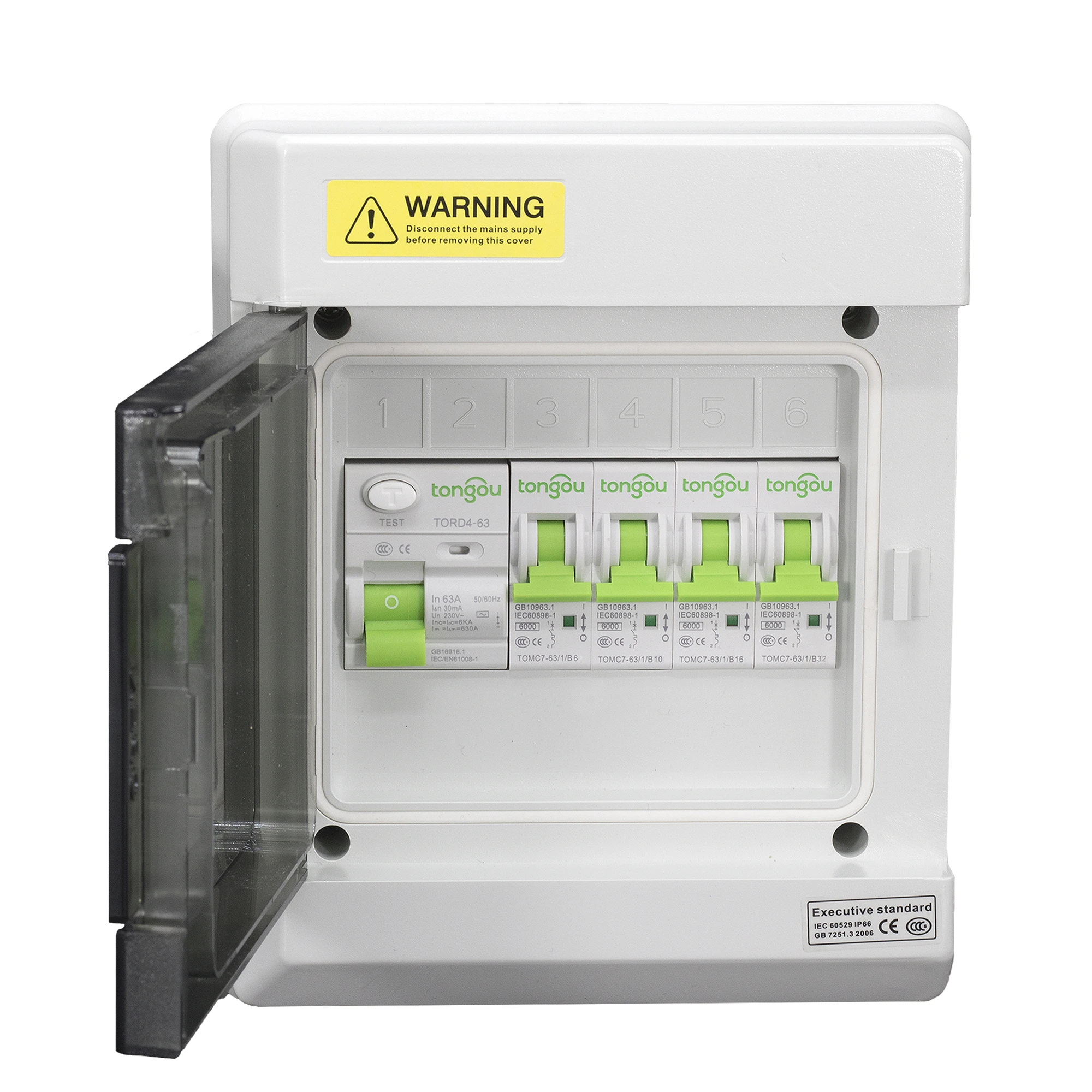 Consumer Unit Ip66 6 Ways Fuse Box Fitted With Rcd 63amp 30ma 1x6amp ...