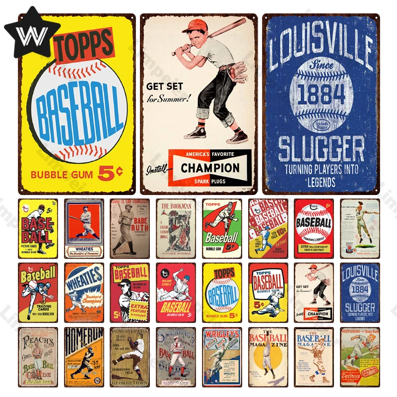 Topps Baseball Metal Plaque Vintage Champion Sign Bar Home Wall Decor ...