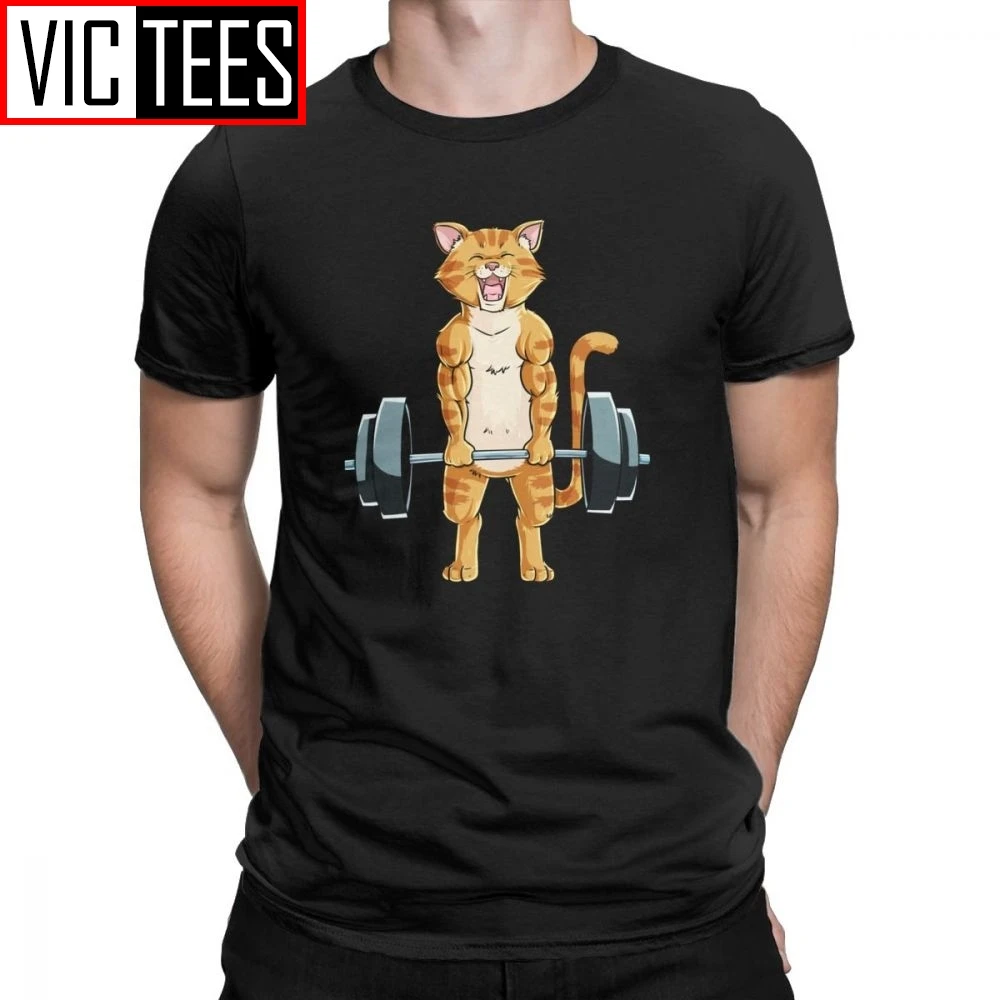 Camiseta de algodón puro para hombre, ropa de gato Deadlift ...