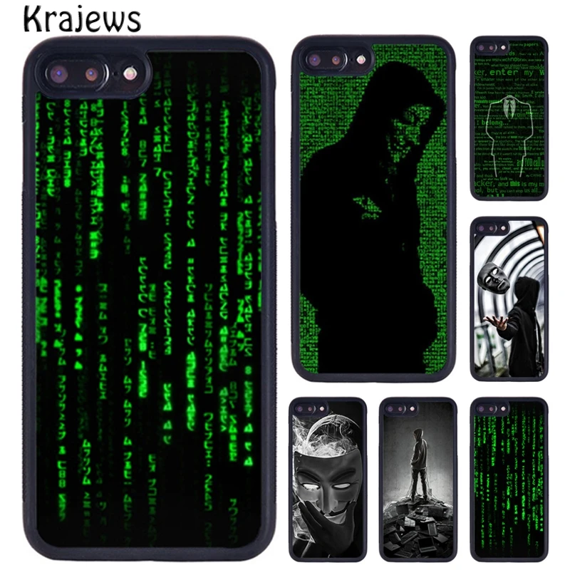 Funda de teléfono krawides Matrix Hacker para iPhone 14 X XR XS 11 12 ...