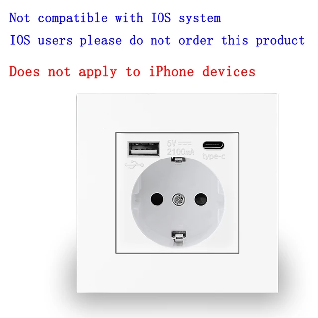 Delviz Wall type C Power Outlet, 18W Intelligent compatible, 5V 3A With ...