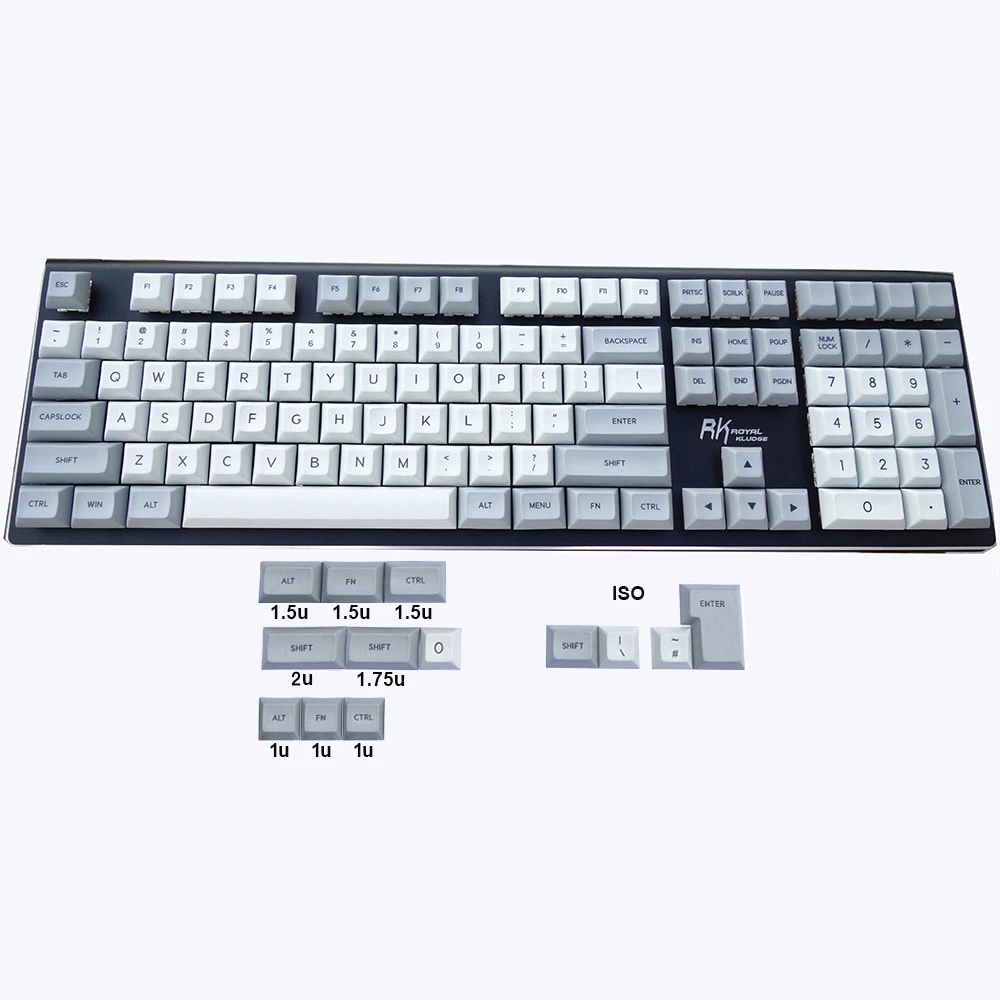 121-key Offwhite Gray Mixed Pbt Dsa Keycaps Ansi Iso Layout Dye-subbed ...