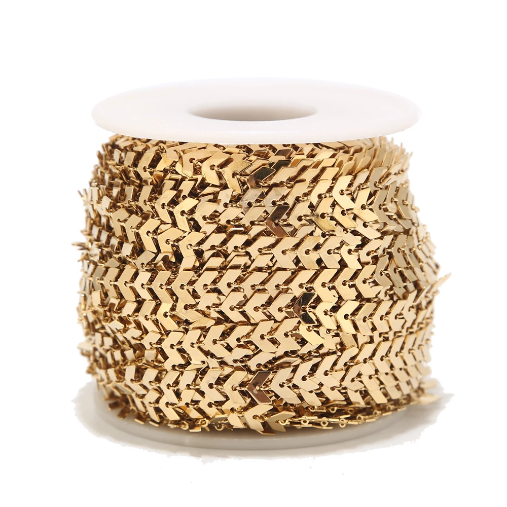 1 Meter 6mm Width Stainless Steel Chevron Link Chain Gold Chains For ...